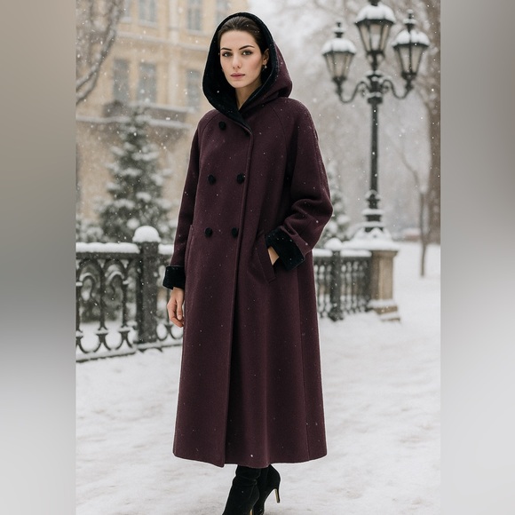 Halston Heritage | Jackets & Coats | Vintage Halston Elegant Plum Long ...